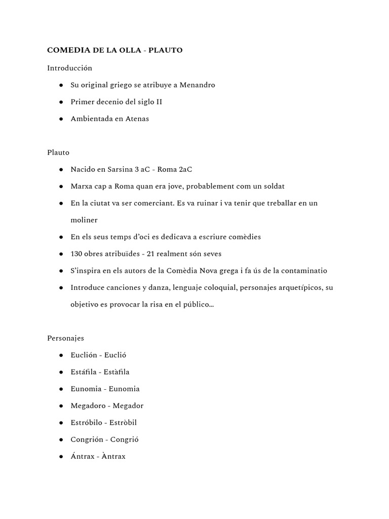 Comedia de La Olla | PDF