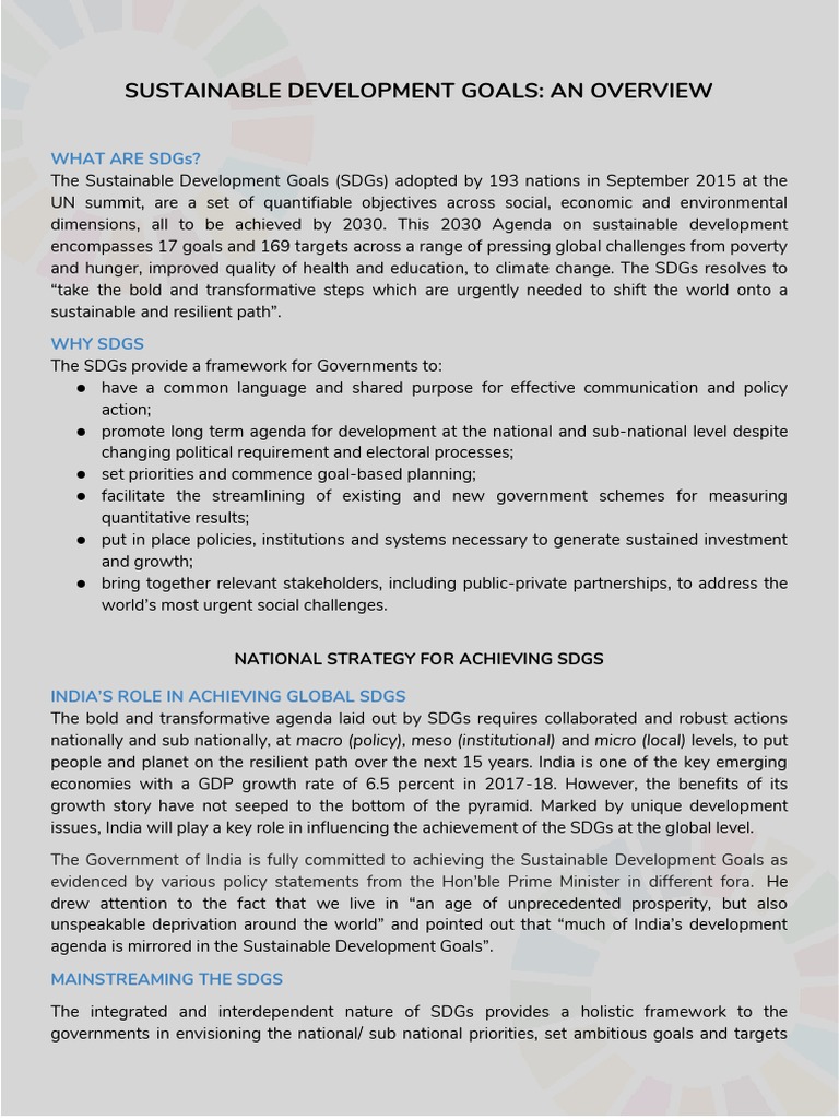 Sdgs - An Overview Maharashtra | PDF | Sustainability | Economies