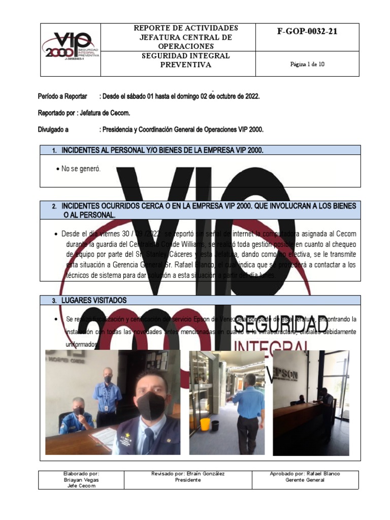 Reportes de Actividades Jefatura Desde Sabado 01 Hasta Domingo 02 de ...