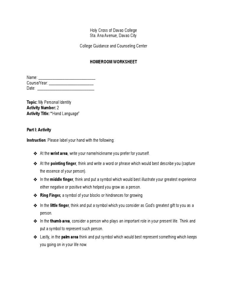 Activity 2 - Worksheet - Learning Evaluation | PDF | Hand | Cognition