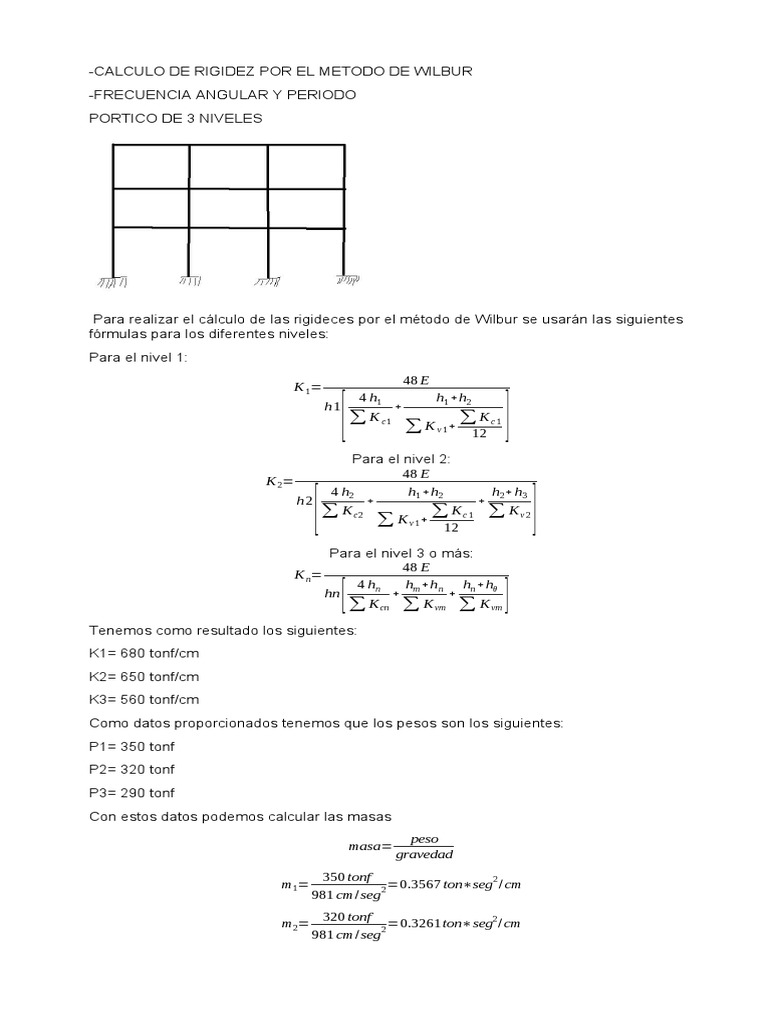 Cálculo de Rigidez y Frecuencias Angular | PDF