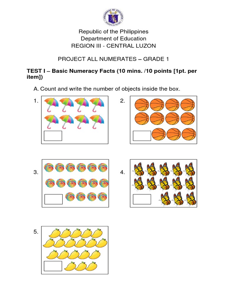 Grade 1 Project An Assessment Tool (Post Test-English) | PDF ...