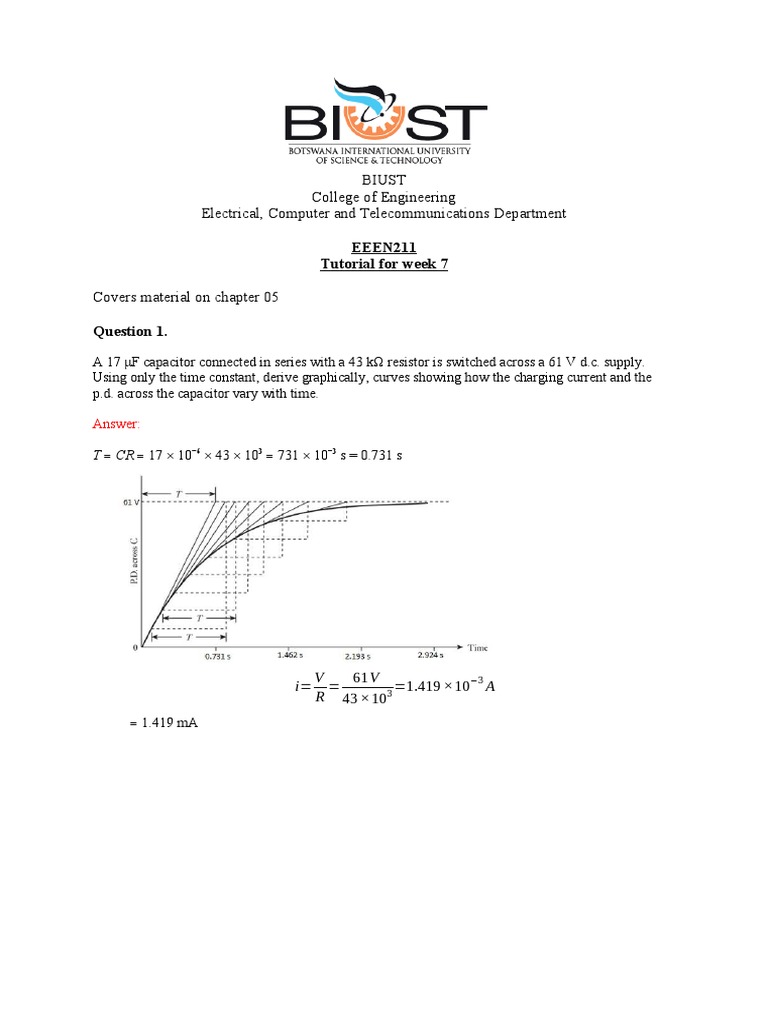 Tutorial - Week 7answers | PDF | Capacitor | Electrical Network