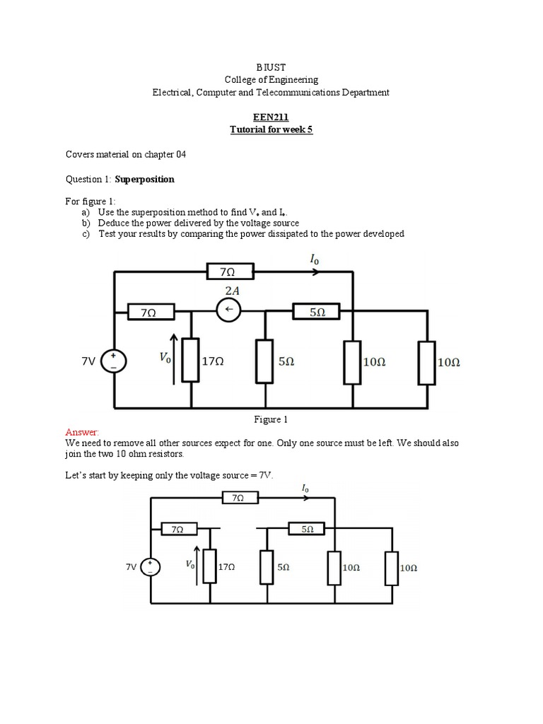 Tutorial Week05 Chpt04 Network Analysis Techniques 2 With Answers Pdf Resistor 3019