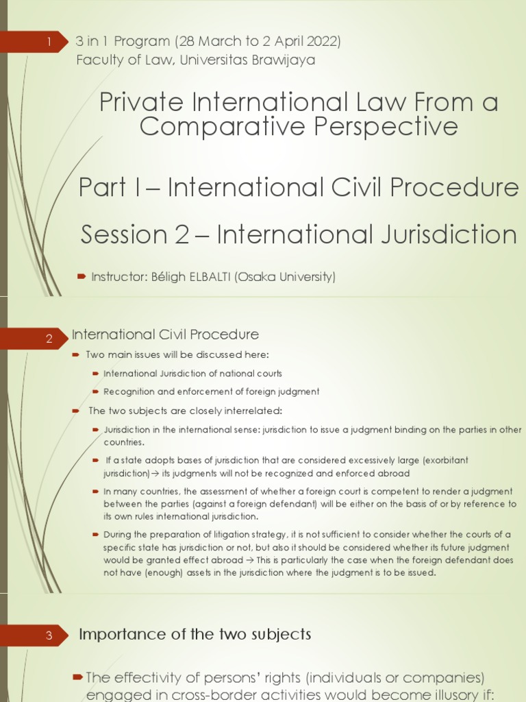 Intl Jurisdiction - Private International Law | PDF | Jurisdiction | Judgment (Law)