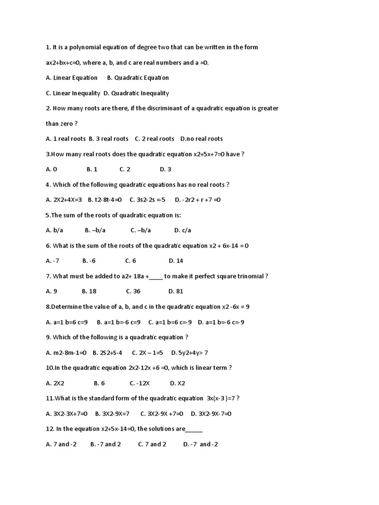 Math | PDF | Quadratic Equation | Equations