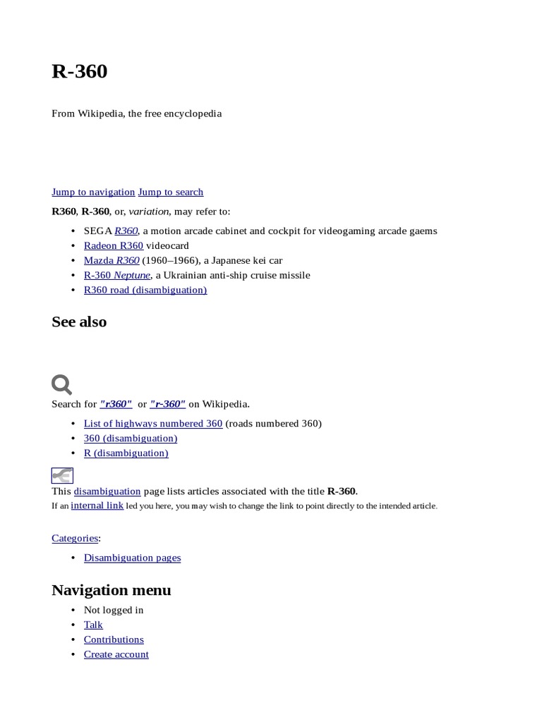 See Also R360 R 360 Or Variation May Refer To Pdf