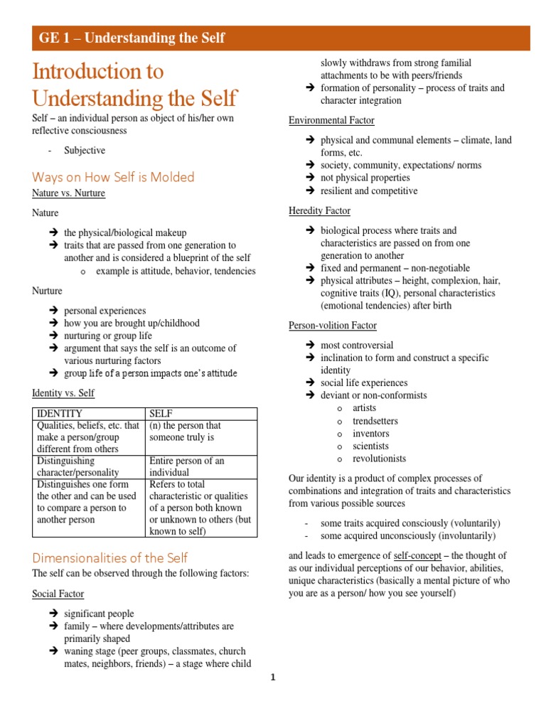 Understanding Self: Nature vs. Nurture | PDF