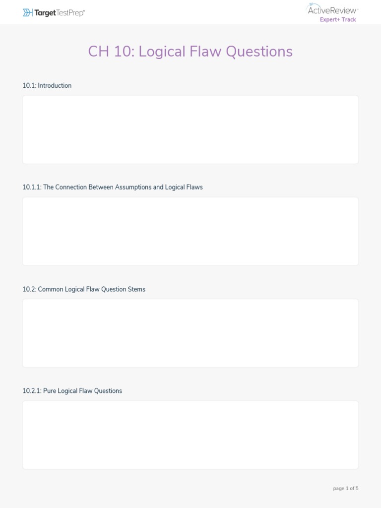 CH 10 Logical Flaw Questions Expert+ Track | PDF | Logic | Argument