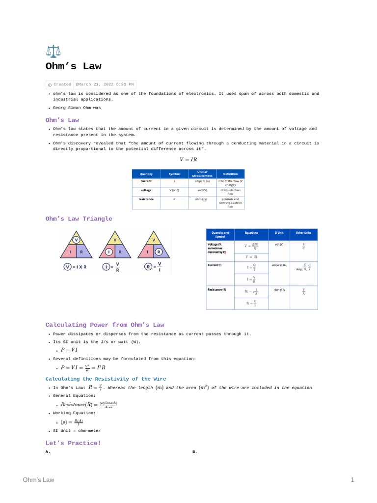 09 - Ohms - Law | PDF | Electrical Resistance And Conductance | Voltage