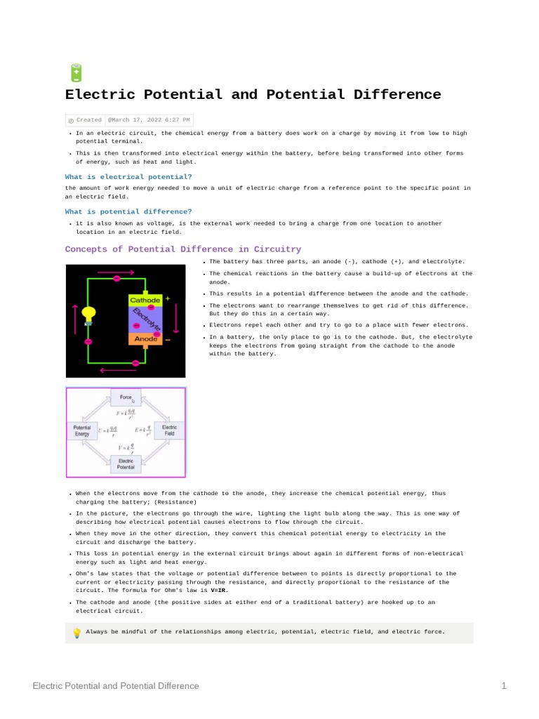08 - Electric - Potential - and - Potential - Difference | PDF | Anode ...