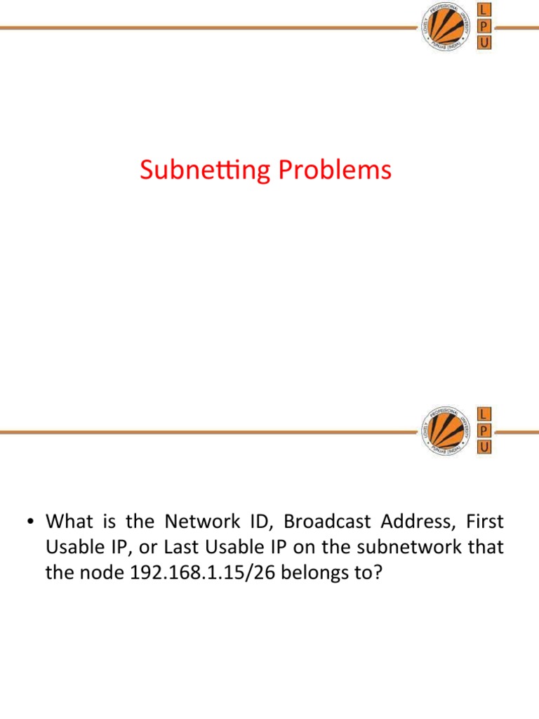 Subnetting Problems | PDF | Ip Address | Computer Architecture