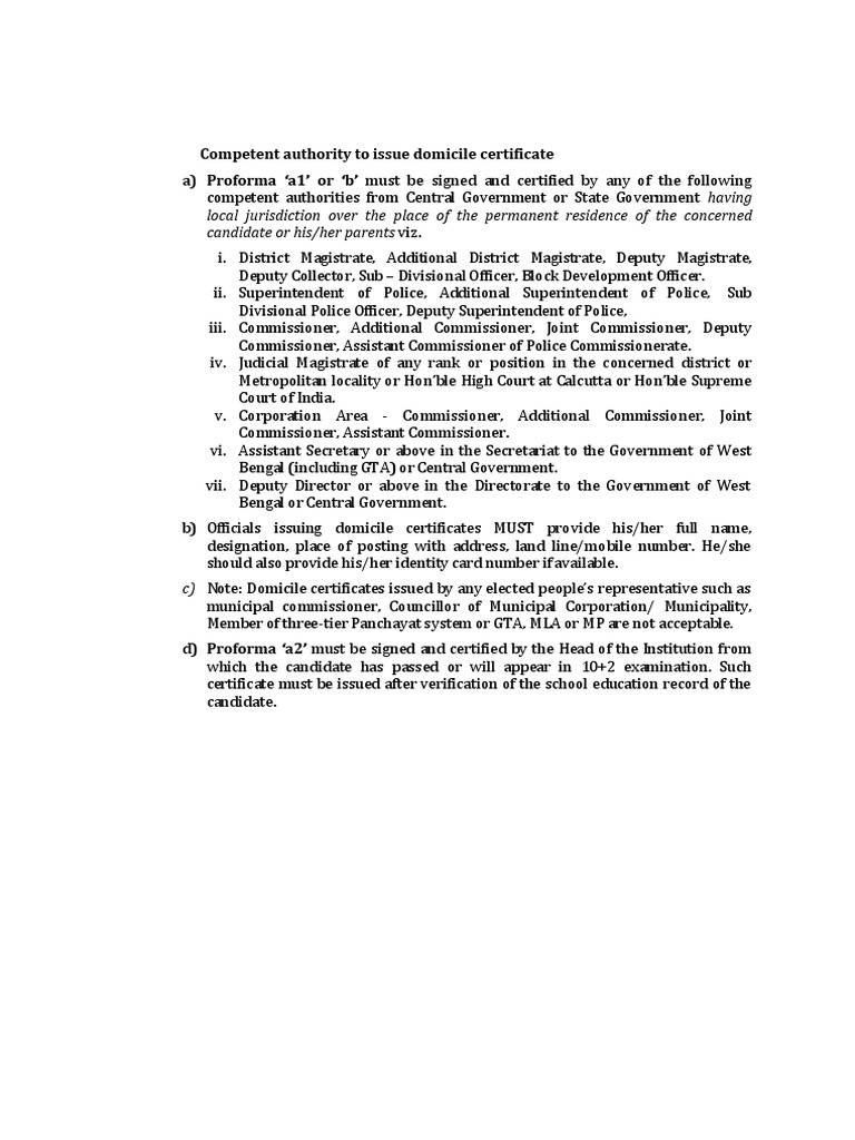 Domicile Certificate | PDF | Government | Justice