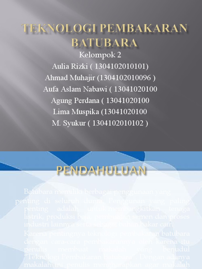 Teknologi Pembakaran Batubara | PDF | Sains & Matematika | Teknologi ...