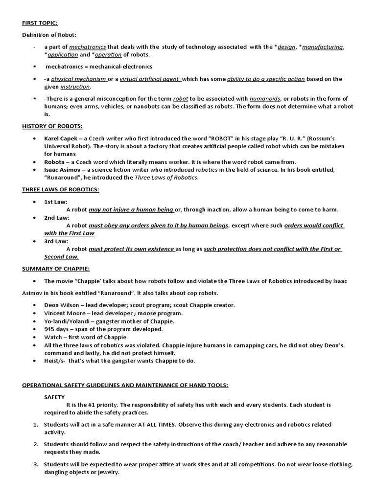 Understanding Robotics and Safety Guidelines | PDF | Robot | Robotics
