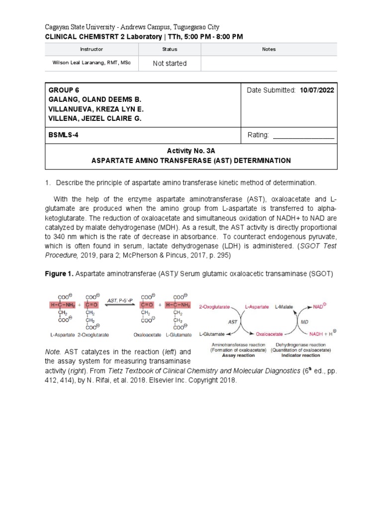 3a.6 Aspartate Aminotransferase Determination | PDF | Transaminase ...