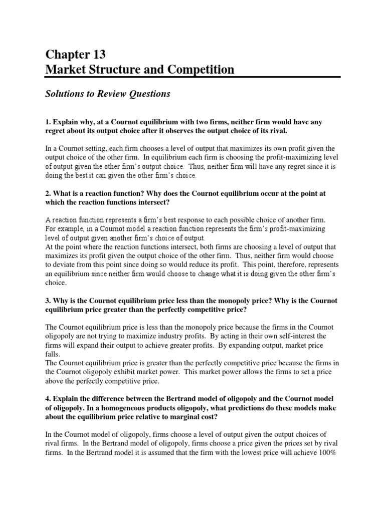 Chapter 13 Market Structure and Competition | PDF | Economic ...