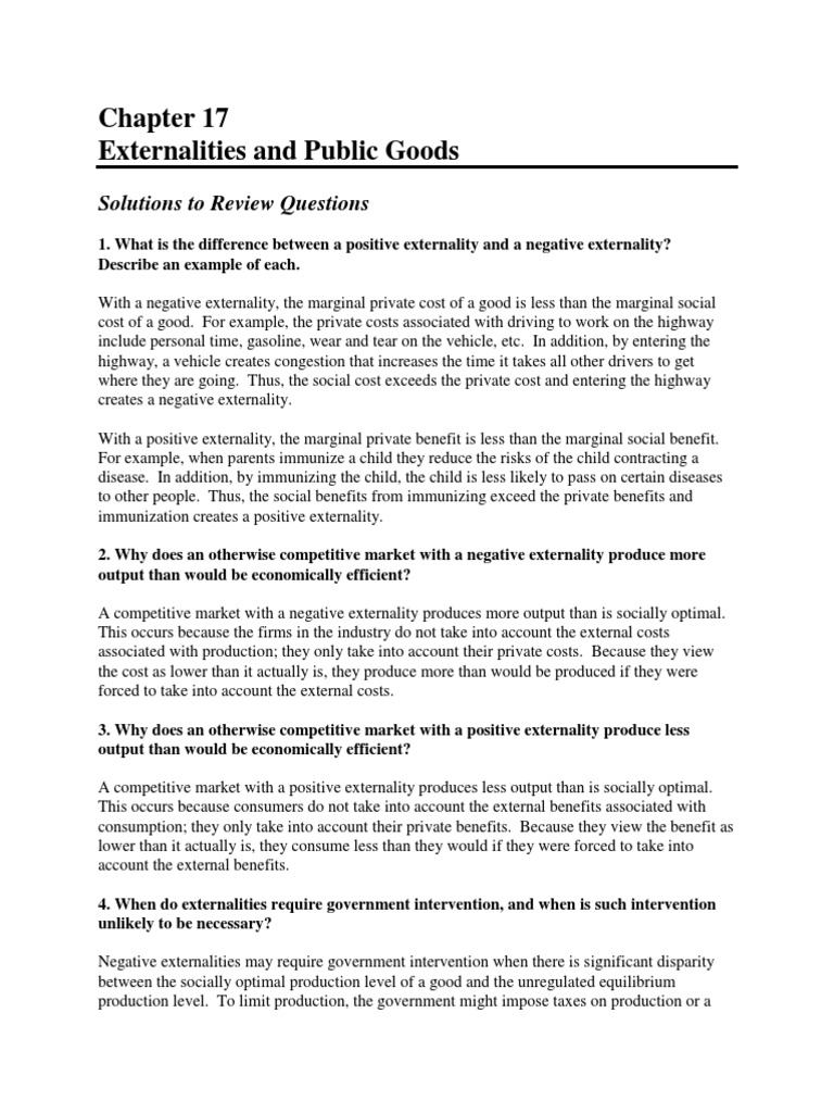 Chapter 17 Externalities and Public Goods | PDF | Cost Of Living | Externality
