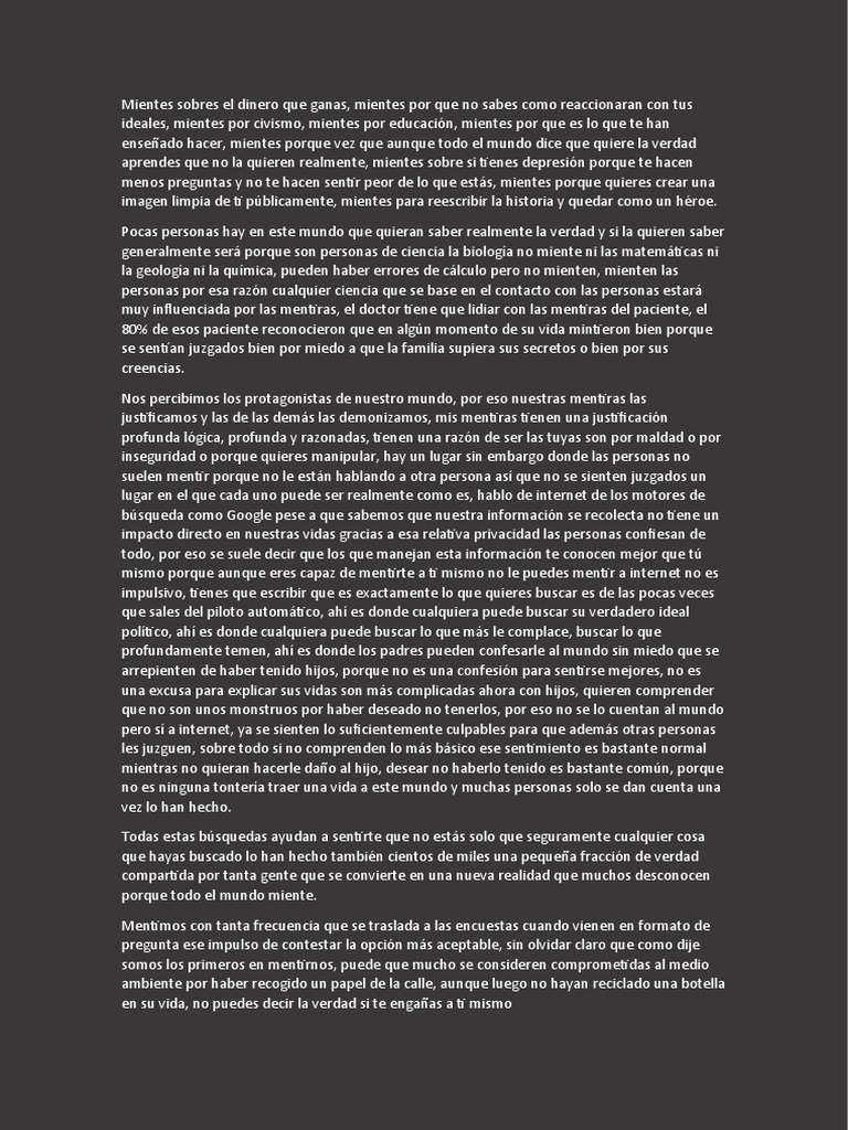 Todo El Mundo Miente | PDF | Verdad | Mentira