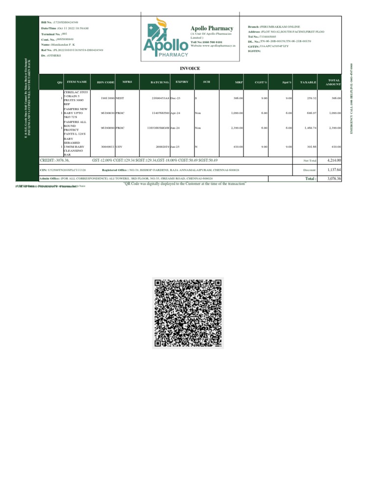 Apollo Medicine InvoiceOct 14 2022 23 25 | PDF | Governance | Taxes