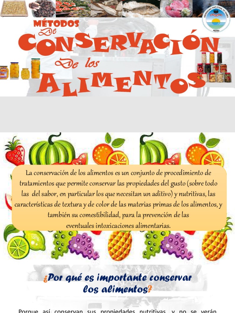 Metodos de Conservación | PDF | Alimentos | Conservación de los alimentos