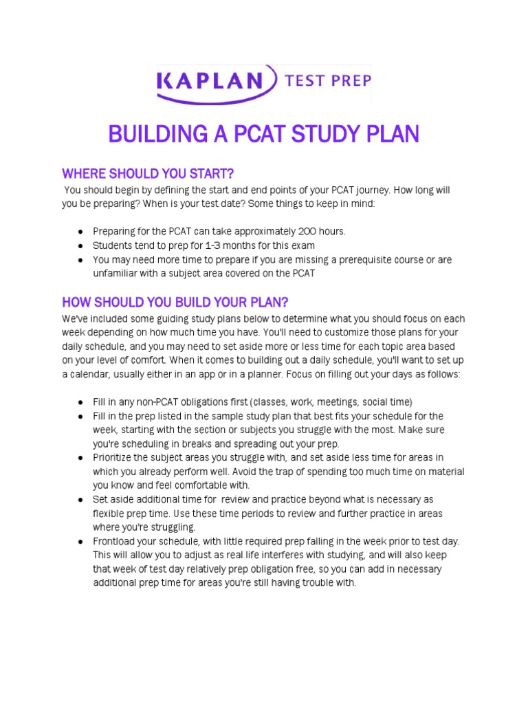 Building A PCAT Study Plan | PDF | Flashcard | Learning