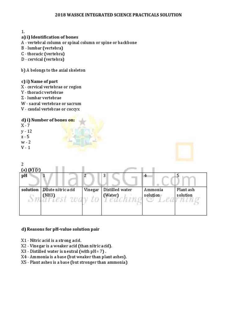 2018 Wassce Integrated Science Practicals Solution | PDF | Social Science