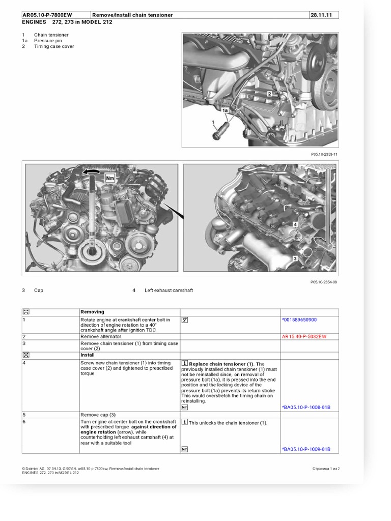 Mercedes Benz Engine M272 M273 Manual Online PDF - PDF Download | PDF