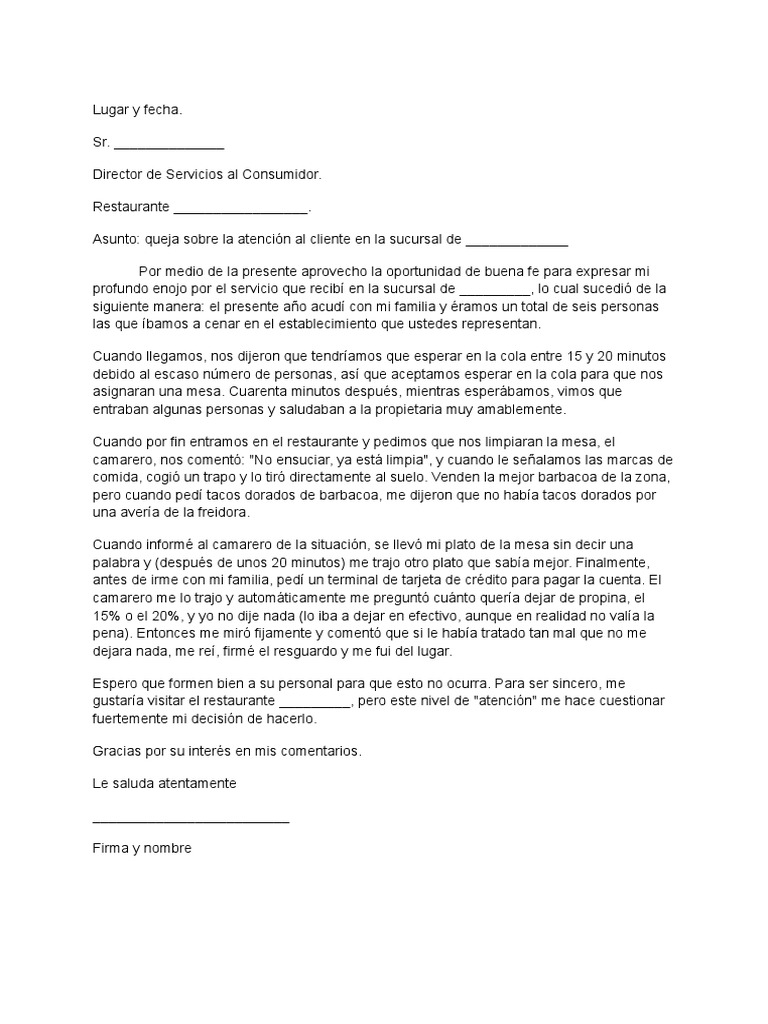 Modelo Carta Formal Queja | PDF