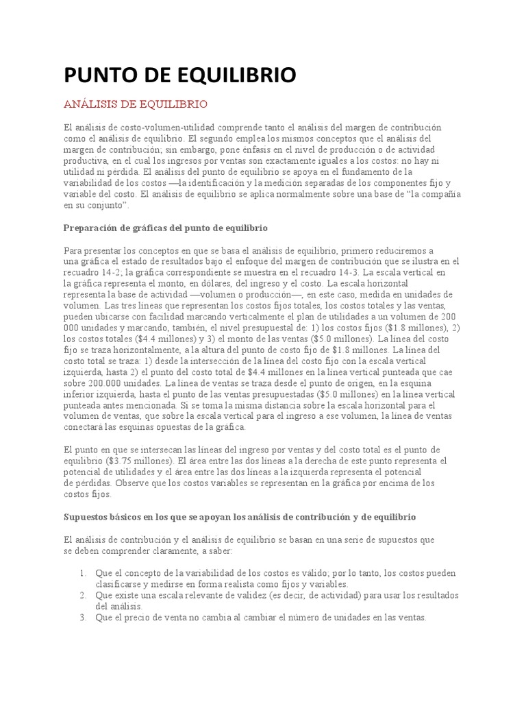 Unidad 2punto de Equilibrio | PDF | Presupuesto | Apalancamiento (Finanzas)