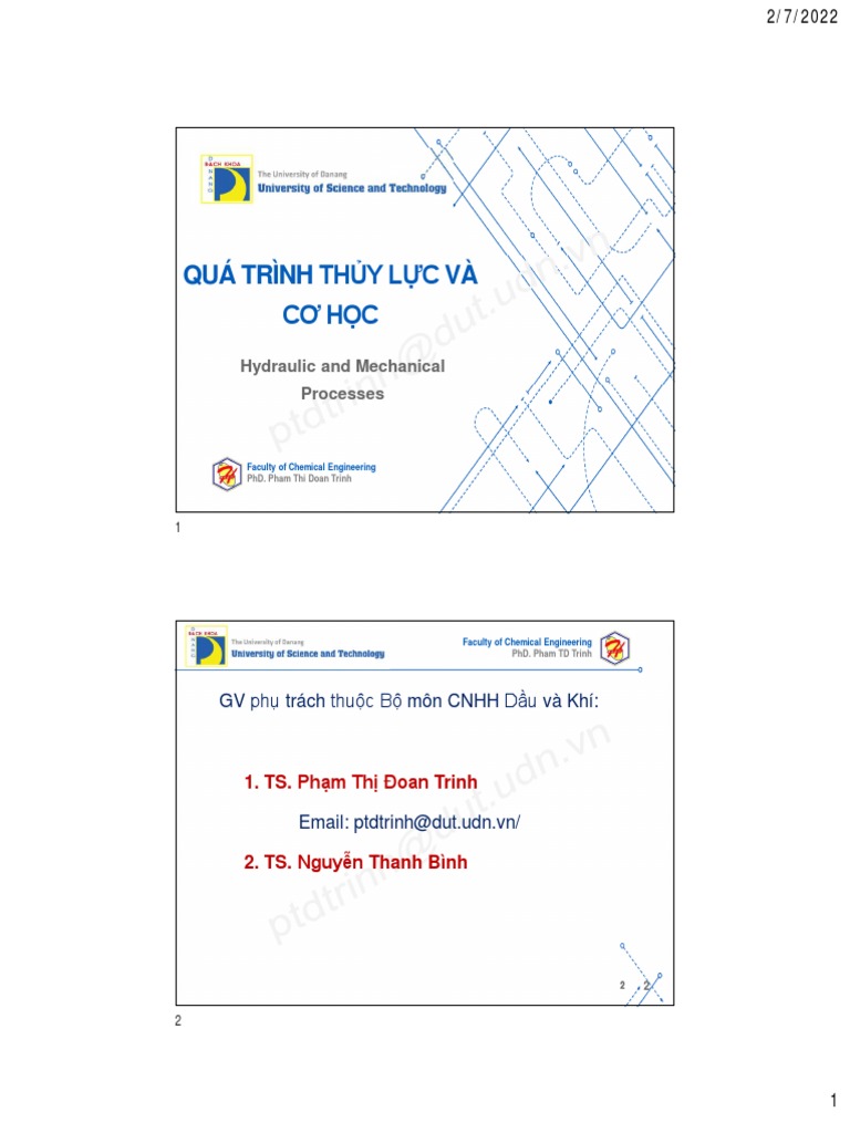 Slide-QT Thuy Luc Va Co Hoc-guiSV-DaiTra | PDF