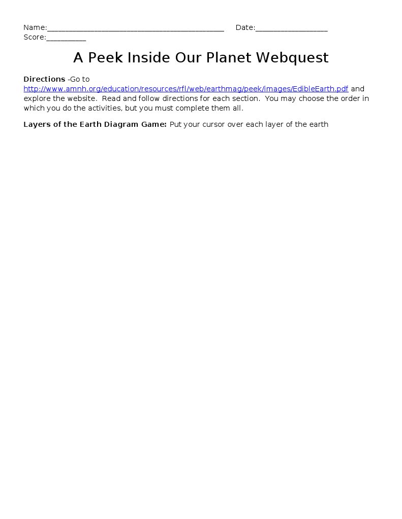 Earth Layers Webquest Activity Guide | PDF
