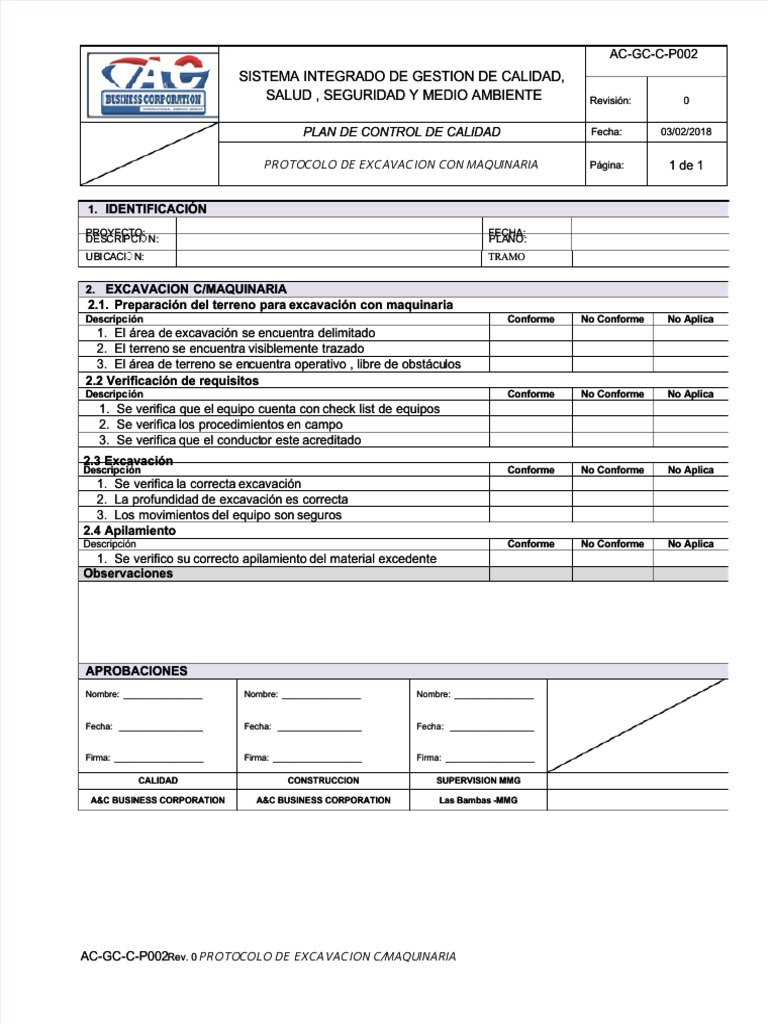 PDF Protocolo de Excavacion Con Maquinaria - Compress | PDF | Evaluación