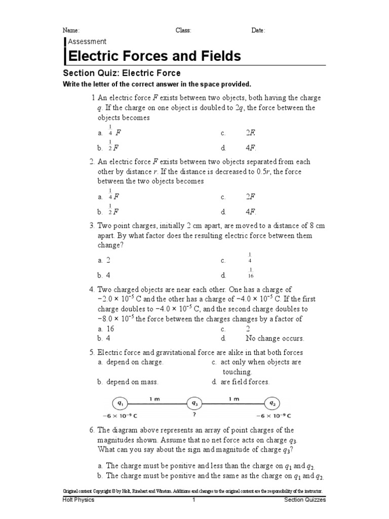 Electric Forces and Fields Review | PDF | Force | Electromagnetism
