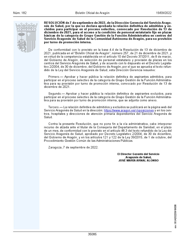 Admitidos y Excluidos Proceso Selectivo Salud | PDF | Justicia | Crimen ...