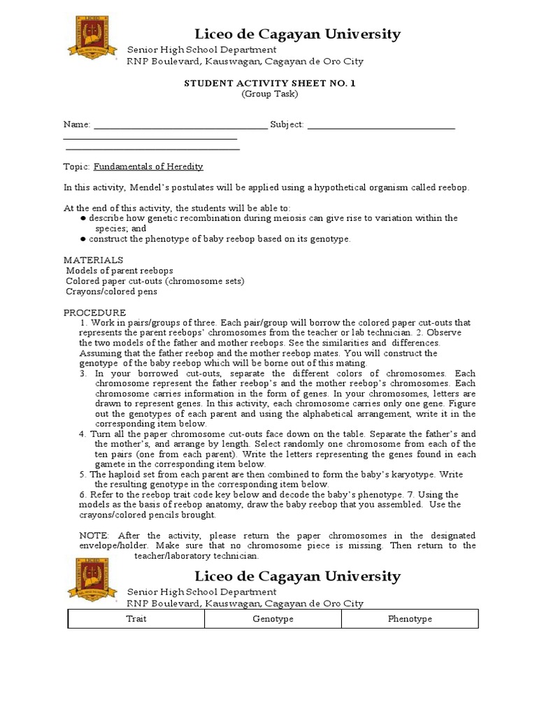 Heredity and Genetics Activities Guide | PDF | Genotype | Dominance ...