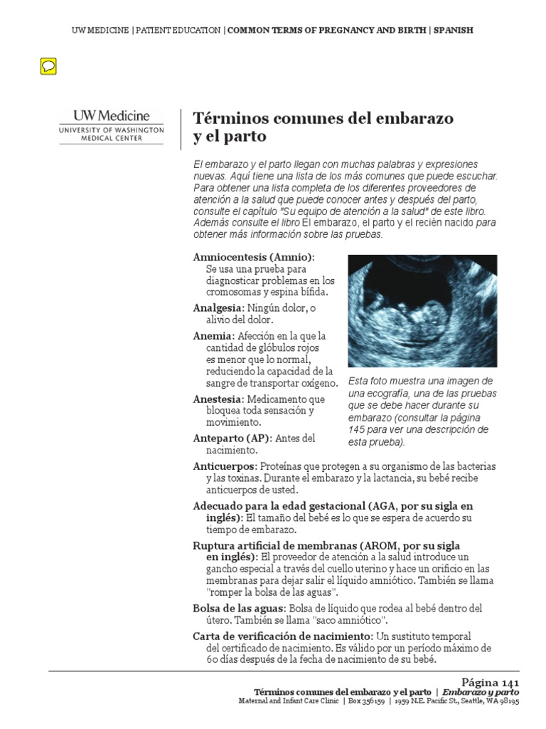 Términos Comunes Del Embarazo y El Parto Autor UW Medicine | PDF | Parto | La salud de la mujer
