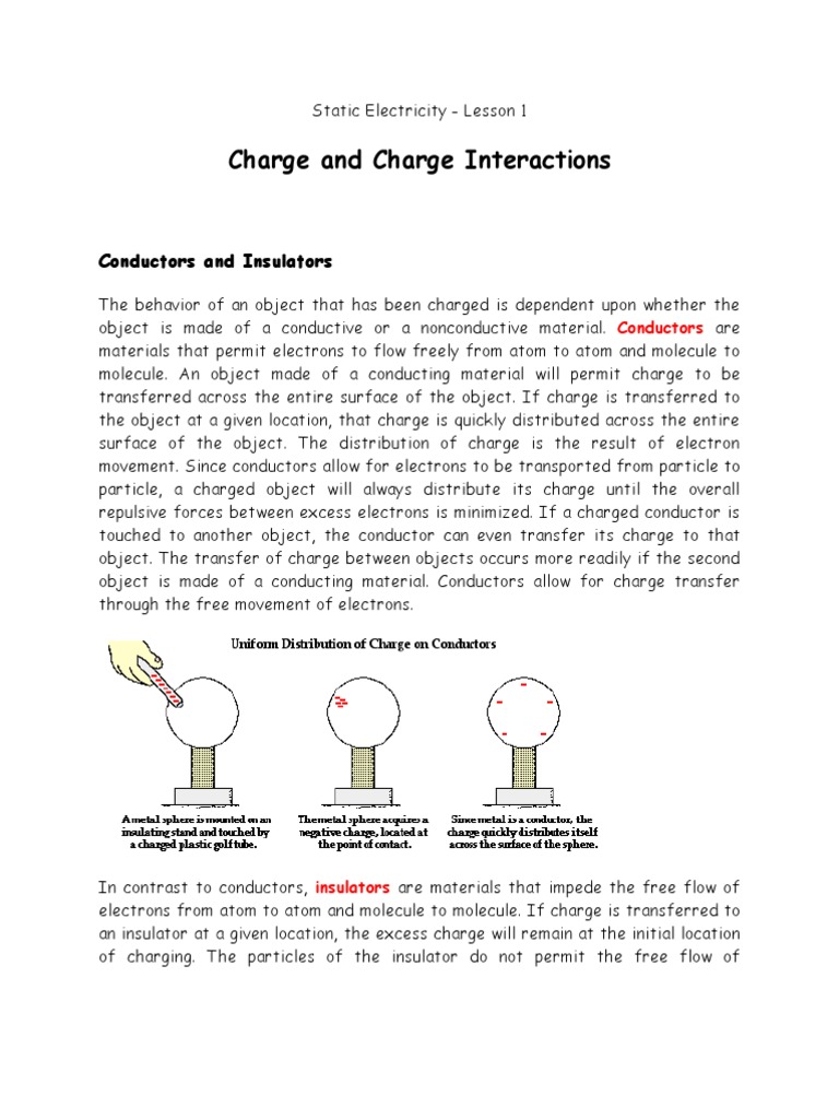 Conductors And Insulators Pdf Electric Charge Electron