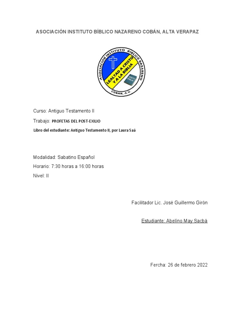 Profetas del Post-Exilio en Israel | PDF | Viejo Testamento | Dios