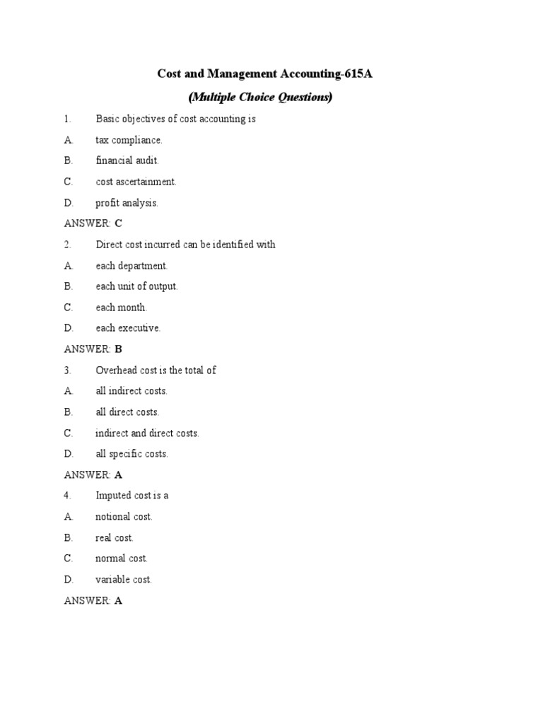 Cost Accounting M.C.Q | PDF