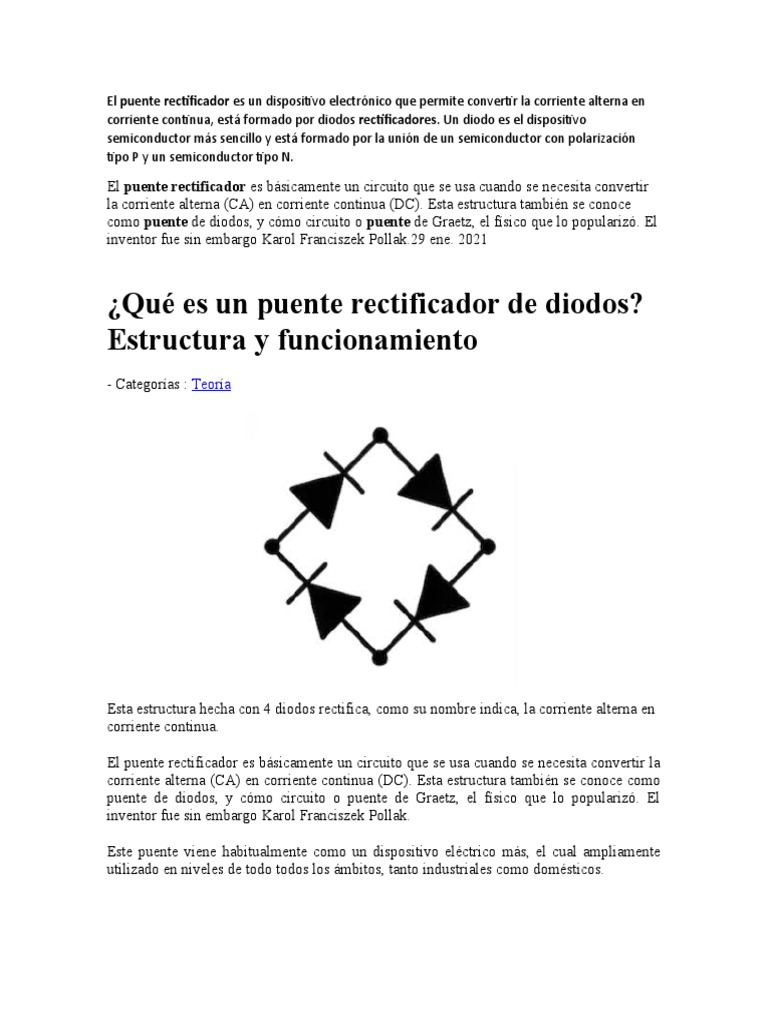 El Puente Rectificador | PDF | Rectificador | Diodo