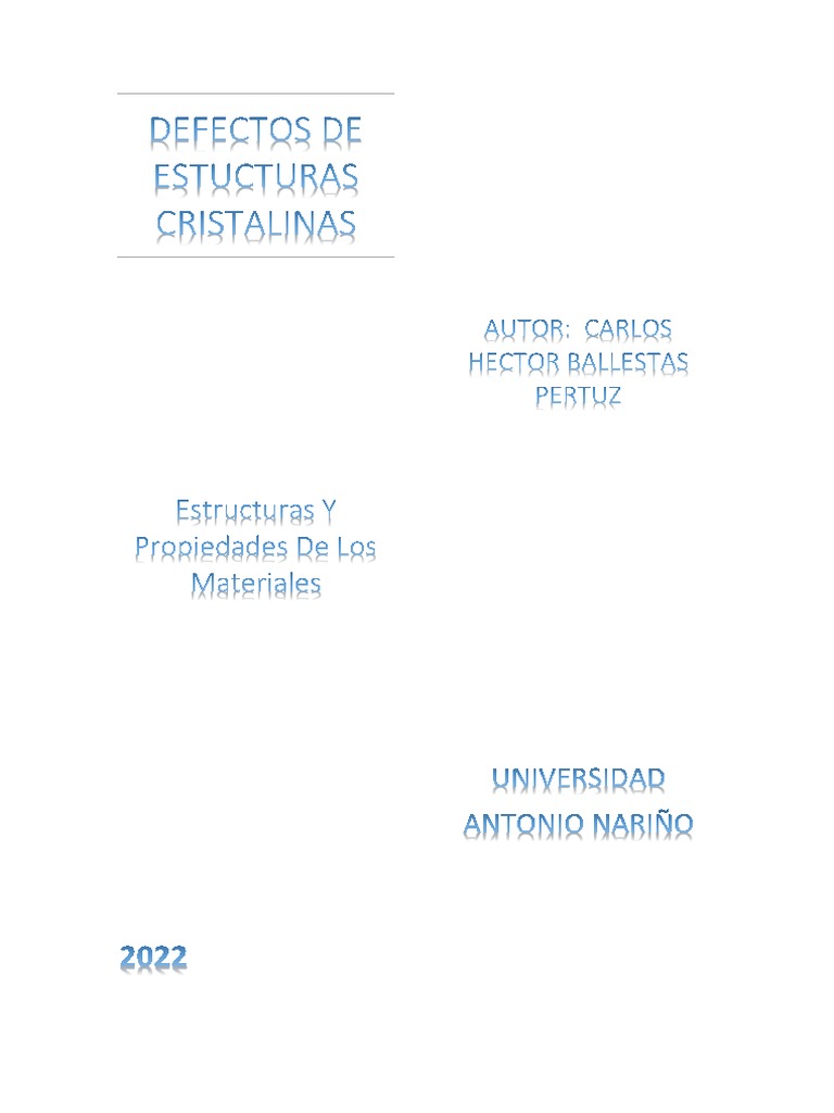Defectos de Estructuras Cristalinas | PDF | Dislocación | Estructura ...
