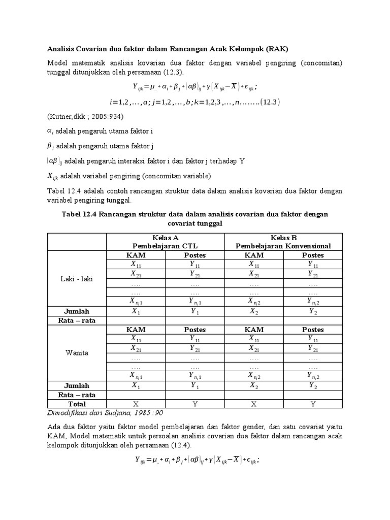 Analisis Kovarian Dua Faktor dalam RAK | PDF