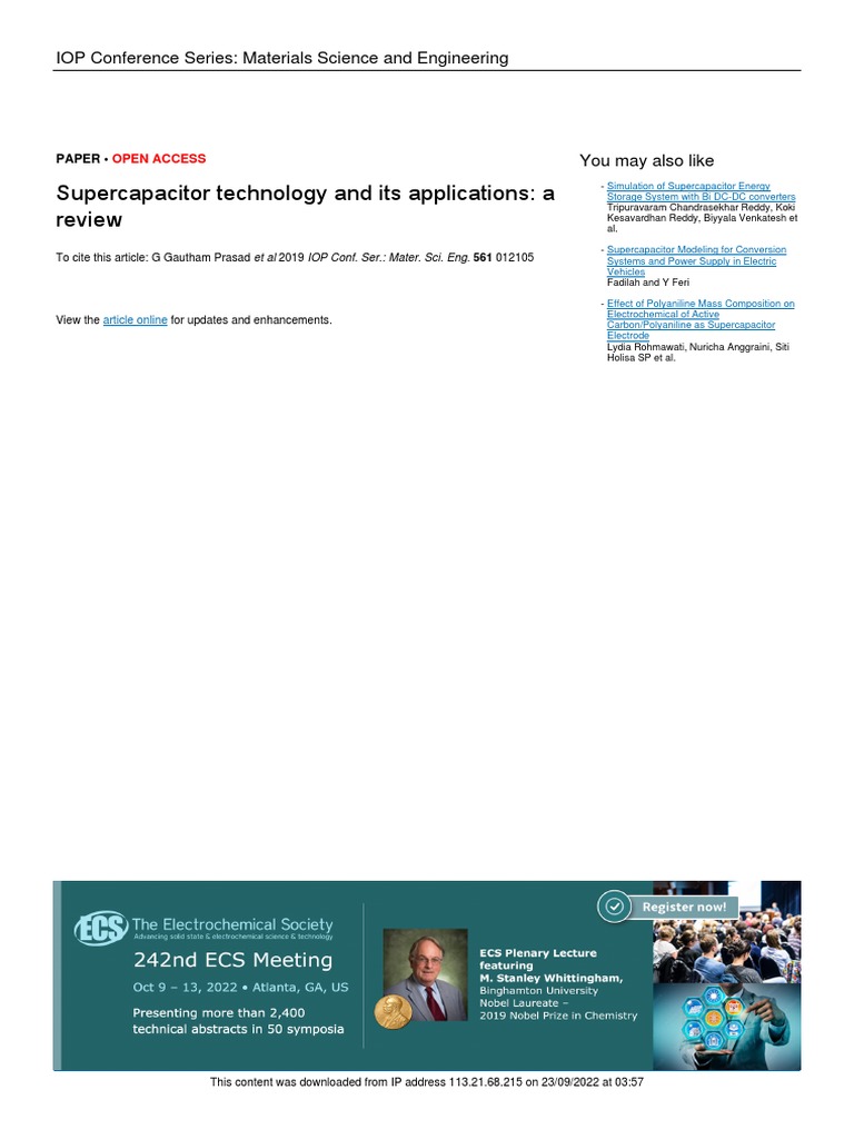 Supercapacitor Technology Overview | PDF | Capacitor | Rechargeable Battery