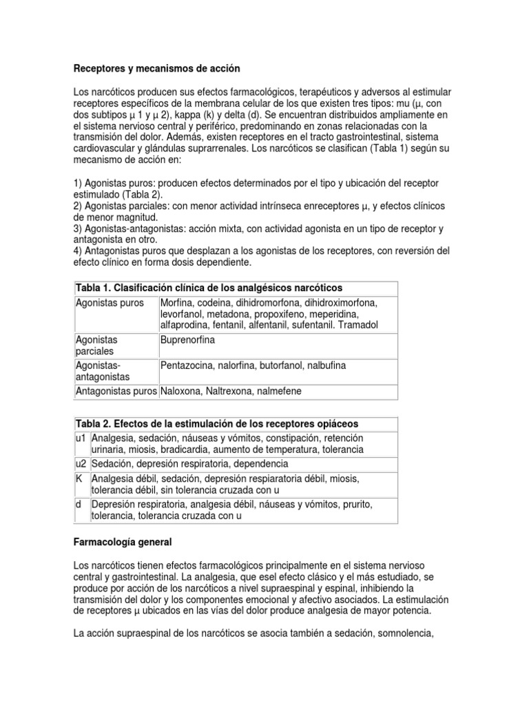 Mecanismos De Acción De Narcóticos Y Efectos Pdf
