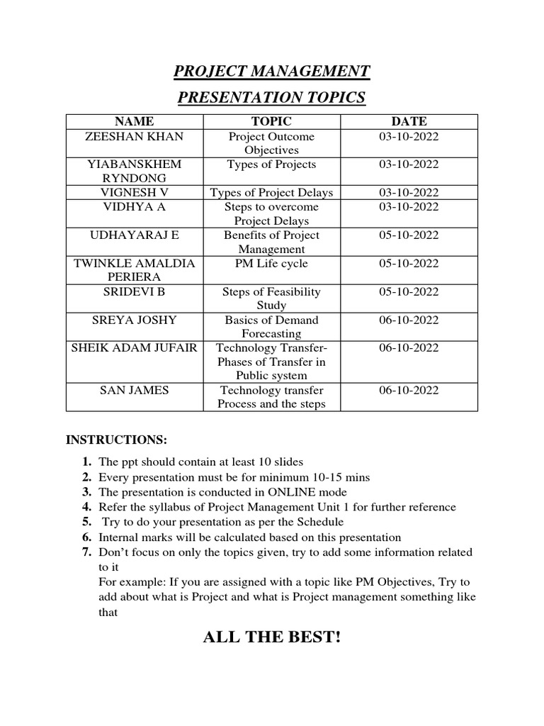Project Management Presentation | PDF