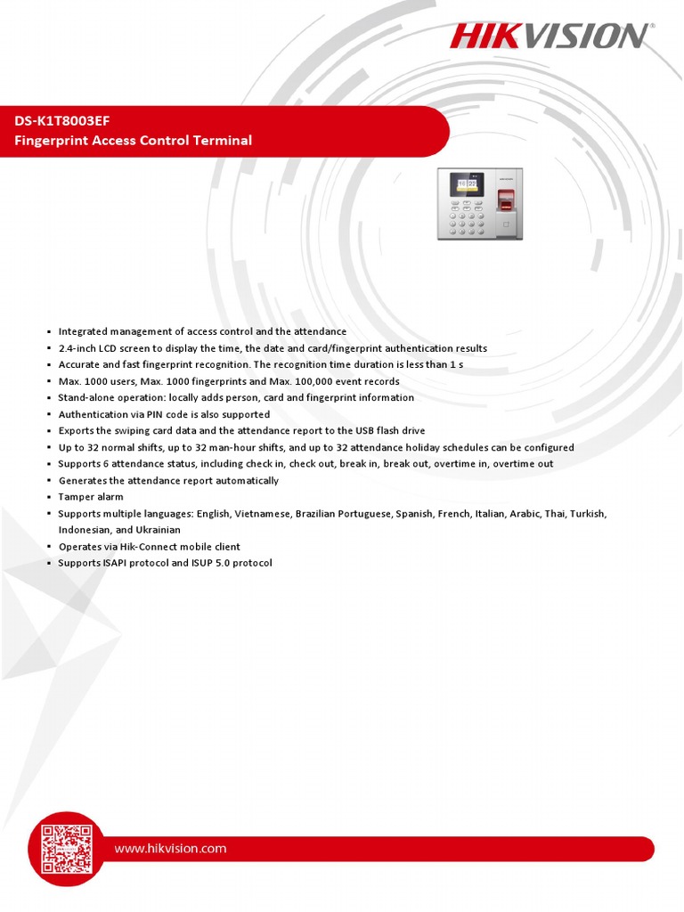 Fingerprint Access Control Terminal | PDF | Access Control | Computer Network
