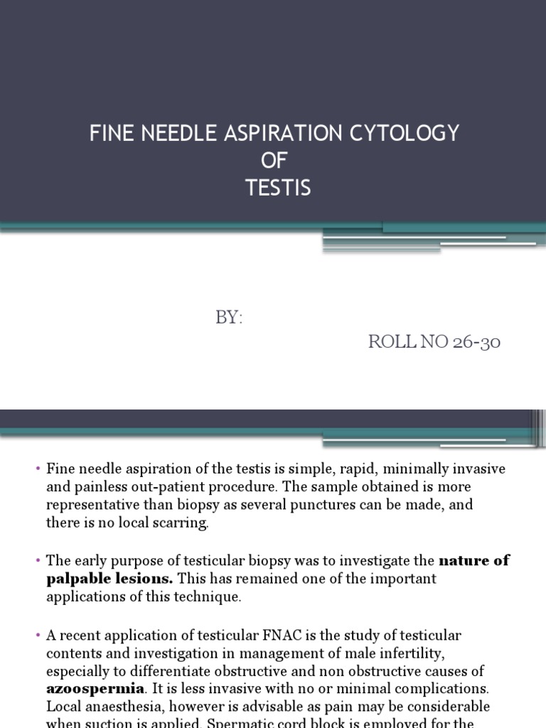 TESTICULAR FINE NEEDLE ASPIRATION | PDF | Testicle | Medical Specialties