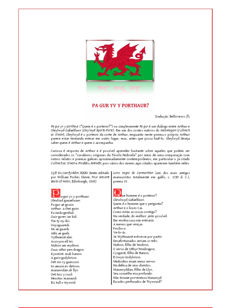 Pa Gur | PDF | Rei Arthur | Literatura Galesa