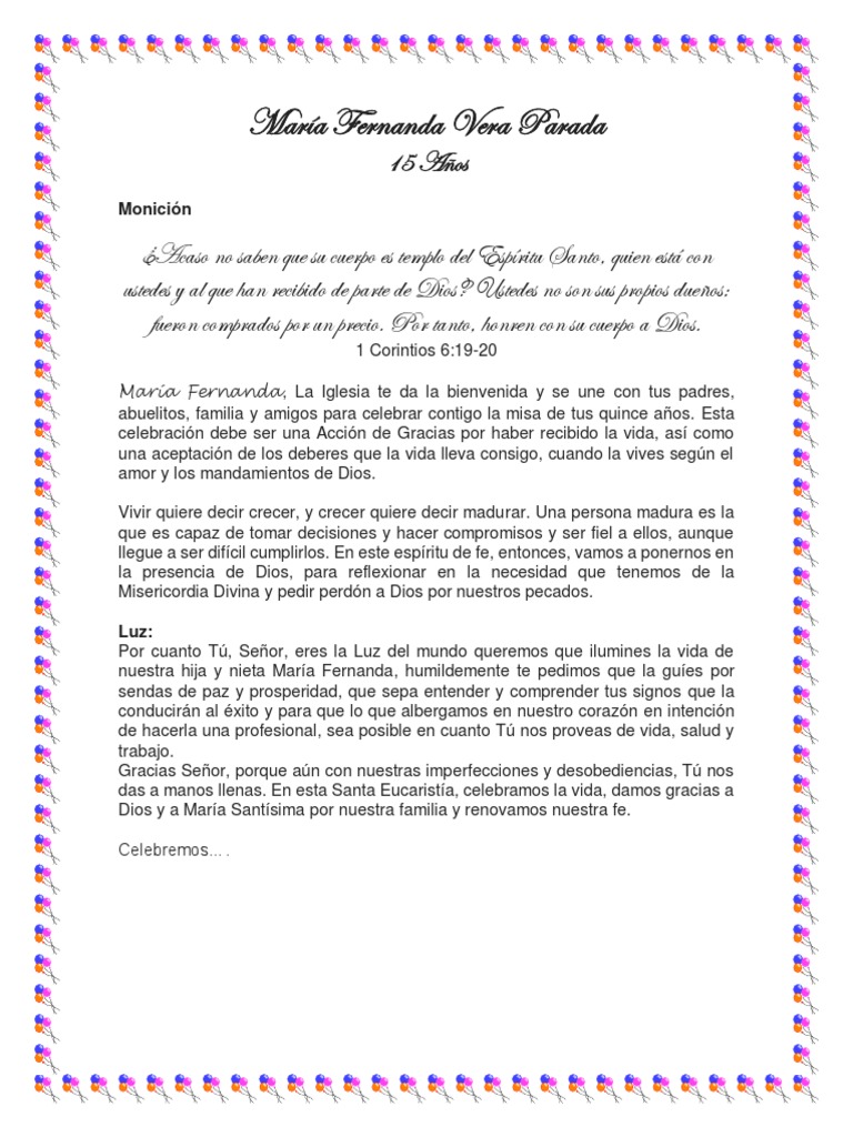 15 Años | PDF | Misa (liturgia) | eucaristía